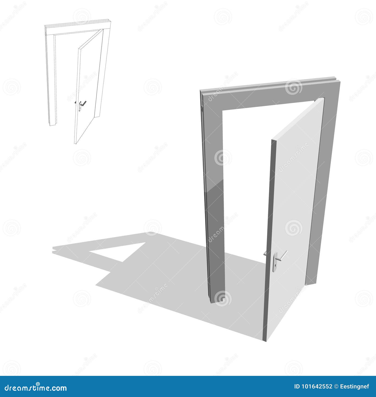 Open Door. Isolated on White Background.3d Vector Illustration. Stock ...