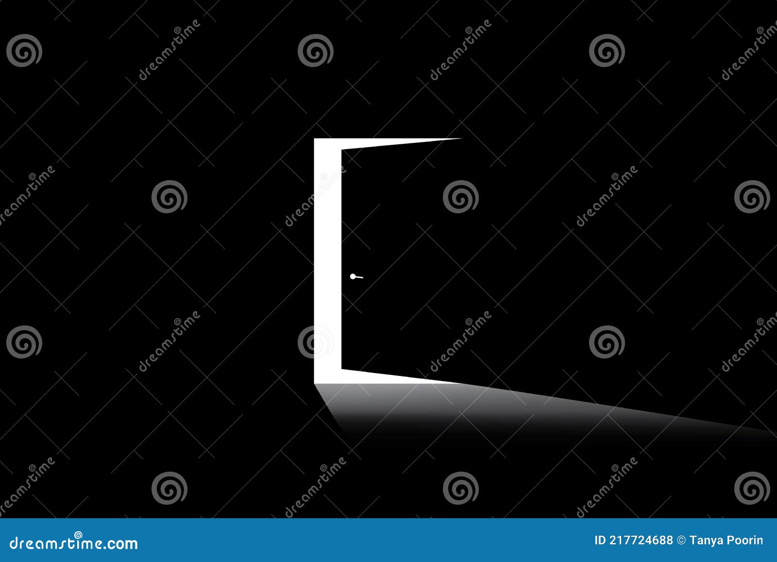 Light through the Door. Open the Door with Light Shadow on Black Wall ...