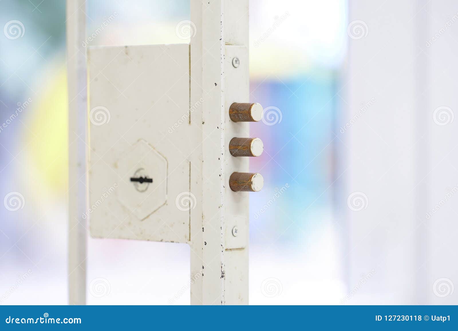 Open door with the lock stock photo. Image of front - 127230118