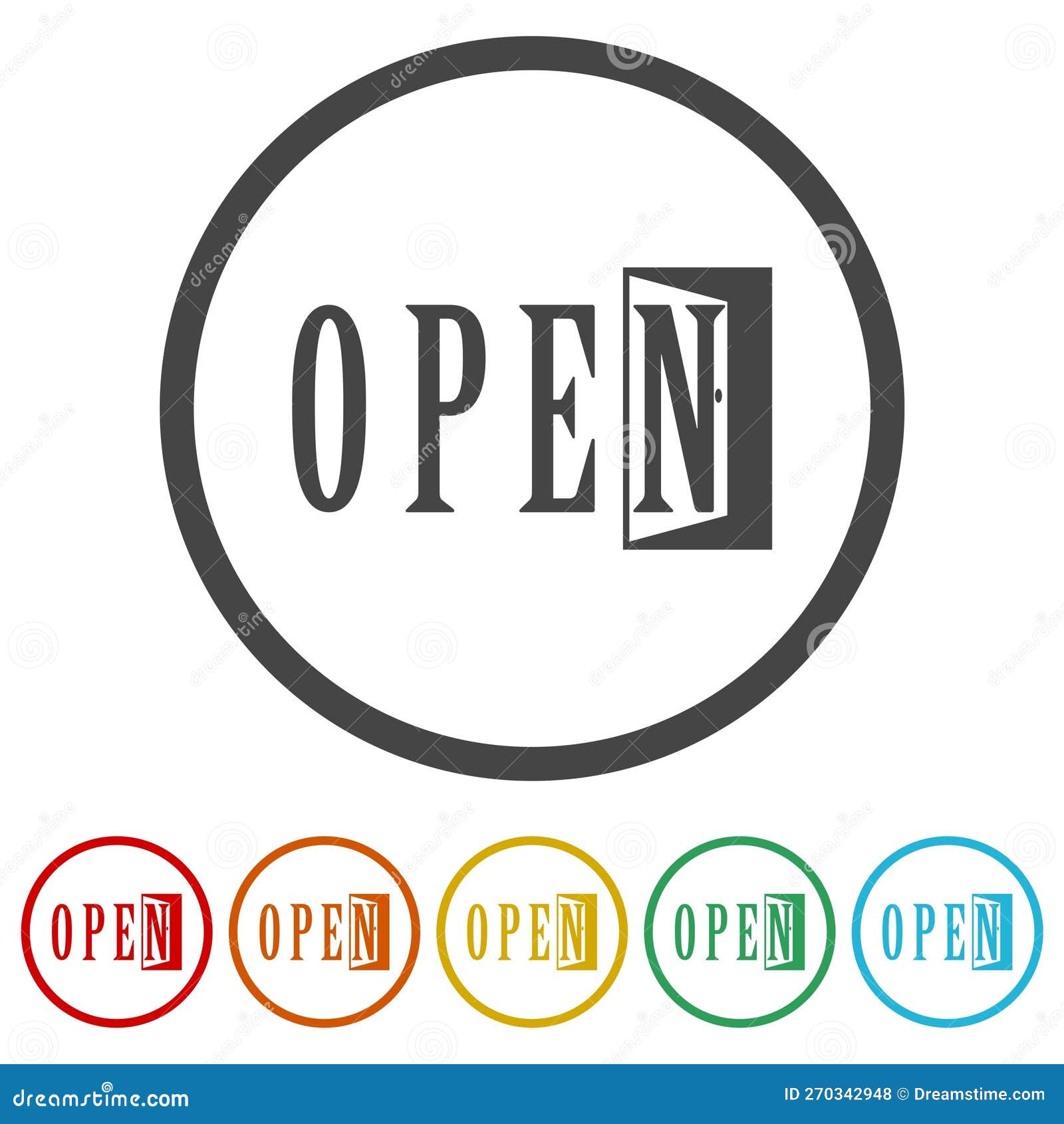 Open Door Logo Icons in Color Circle Buttons Stock Vector ...