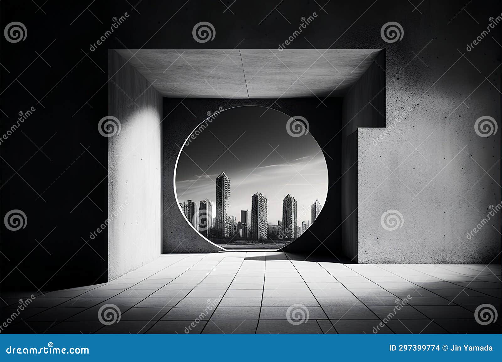 Open Door with Modern Cityscape and Reflection in it, 3d Render Stock ...