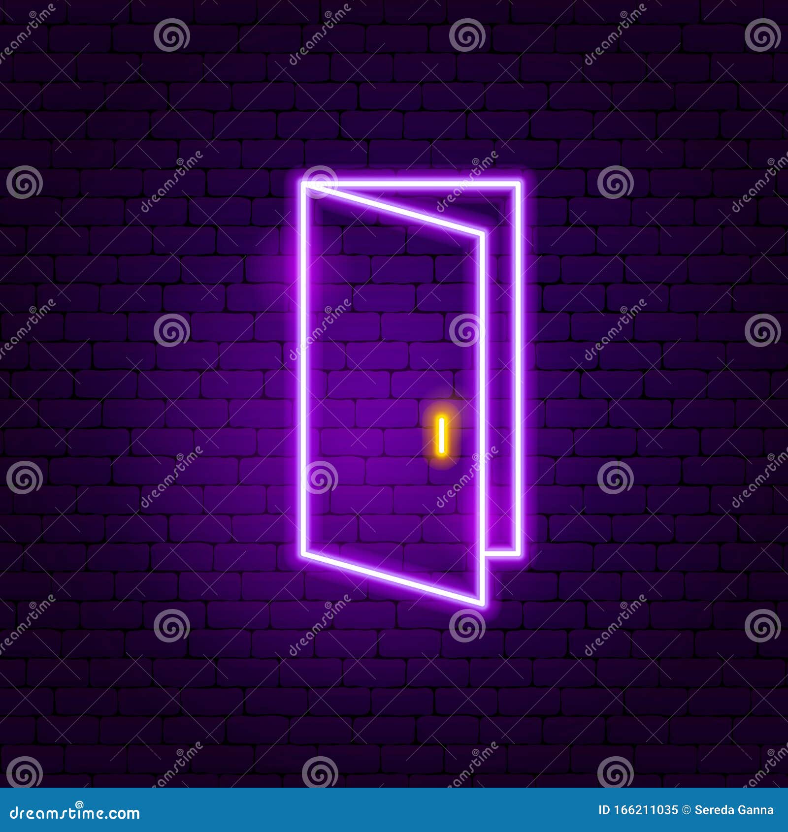 Open Door Neon Sign stock vector. Illustration of house - 166211035
