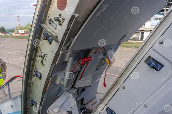 The Open Door of a Passenger Jet Stock Photo - Image of aircraft ...