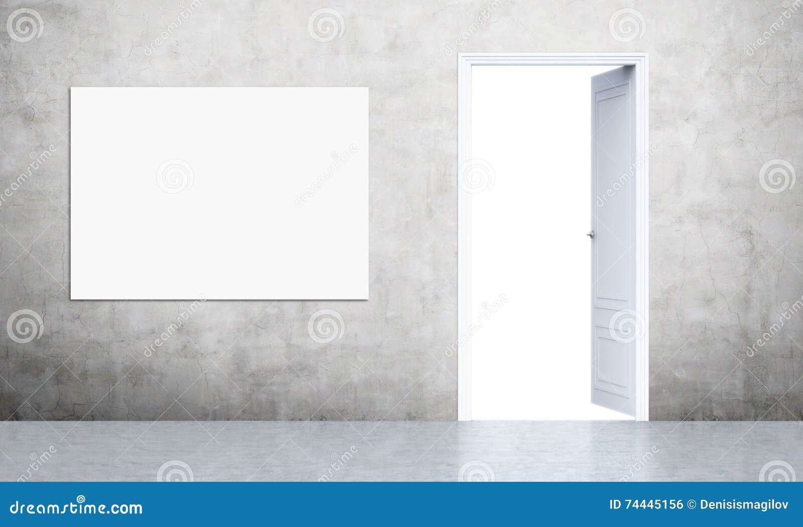 Open door and poster stock illustration. Illustration of concrete ...