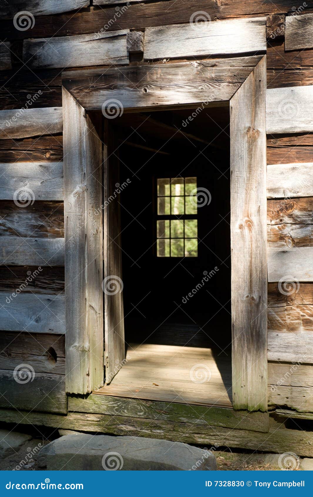 Open Door of a Rustic Cabin Stock Photo - Image of wood, window: 7328830