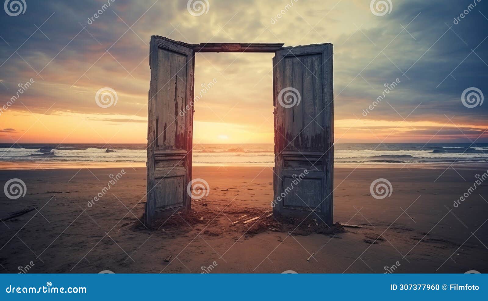 Open Door Shows the Way To New World. Stock Illustration - Illustration ...