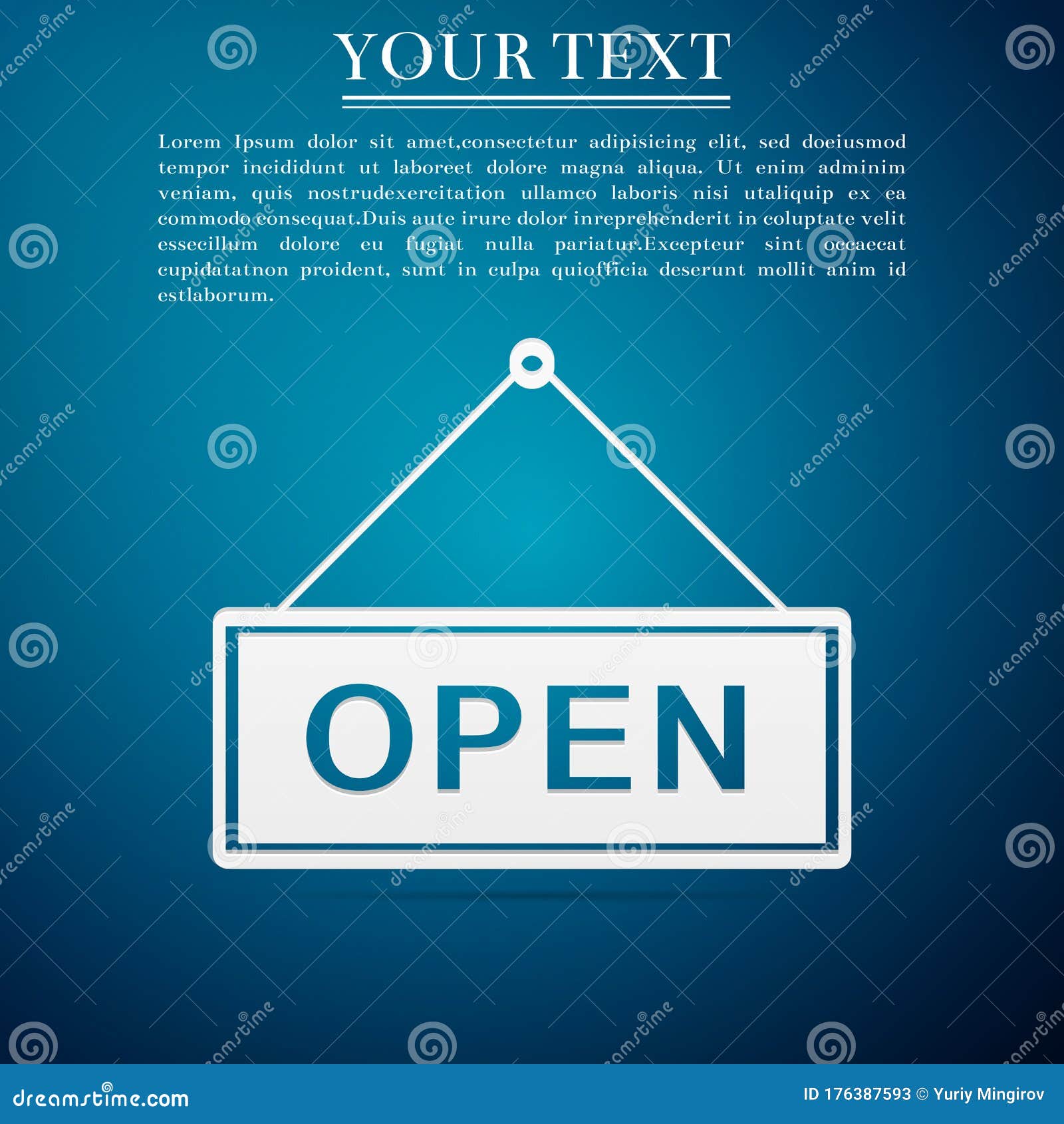 Open Door Sign Icon on Blue Stock Vector - Illustration of notice ...