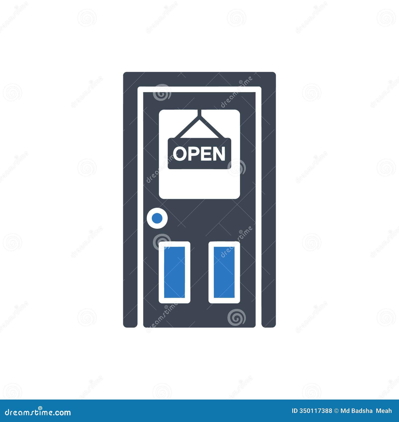 Open Door with Sign Icon stock vector. Illustration of welcome - 350117388