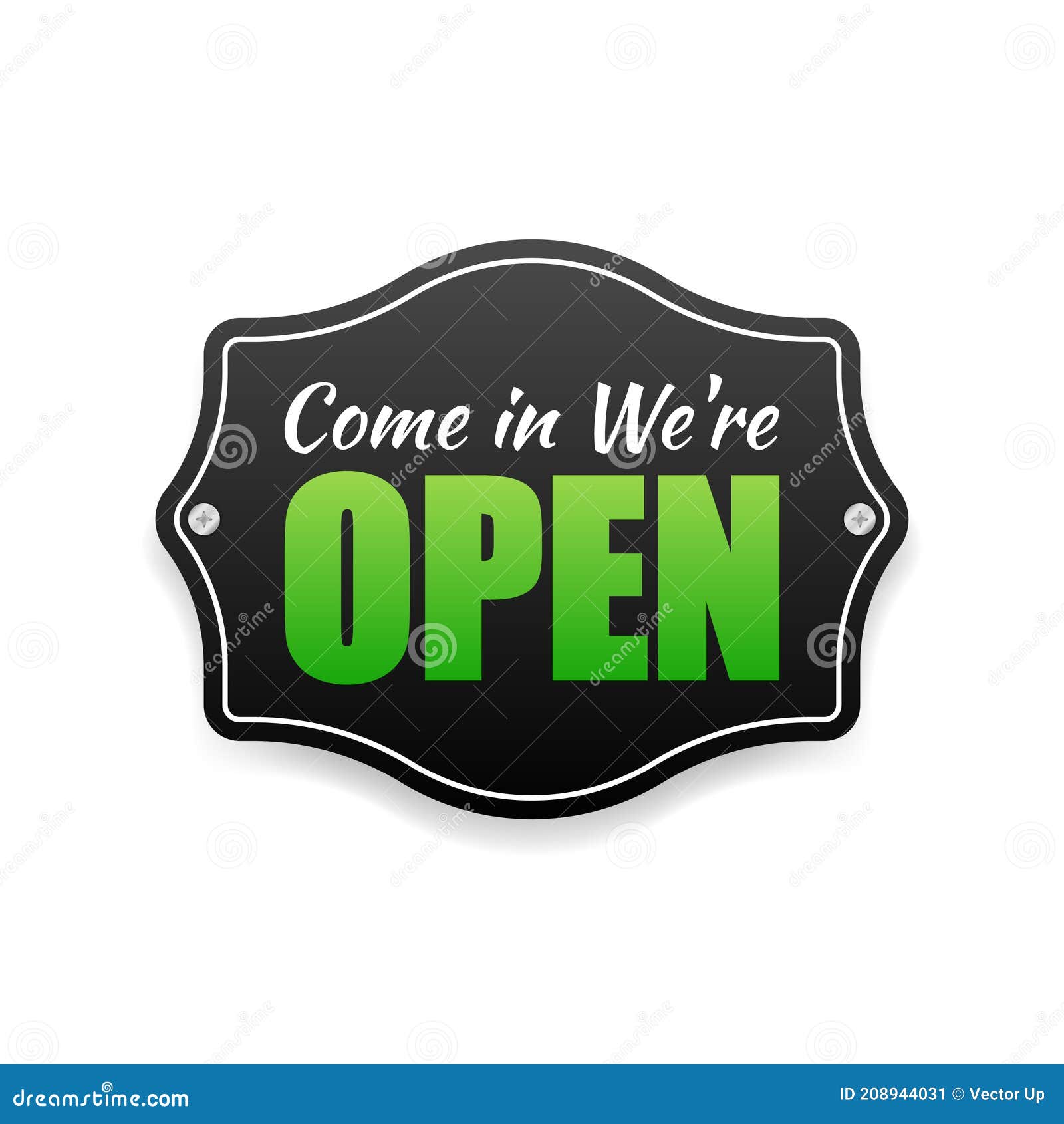 Open Door Sign. Door Sign. Label with Text in Flat Style. Stock Vector ...