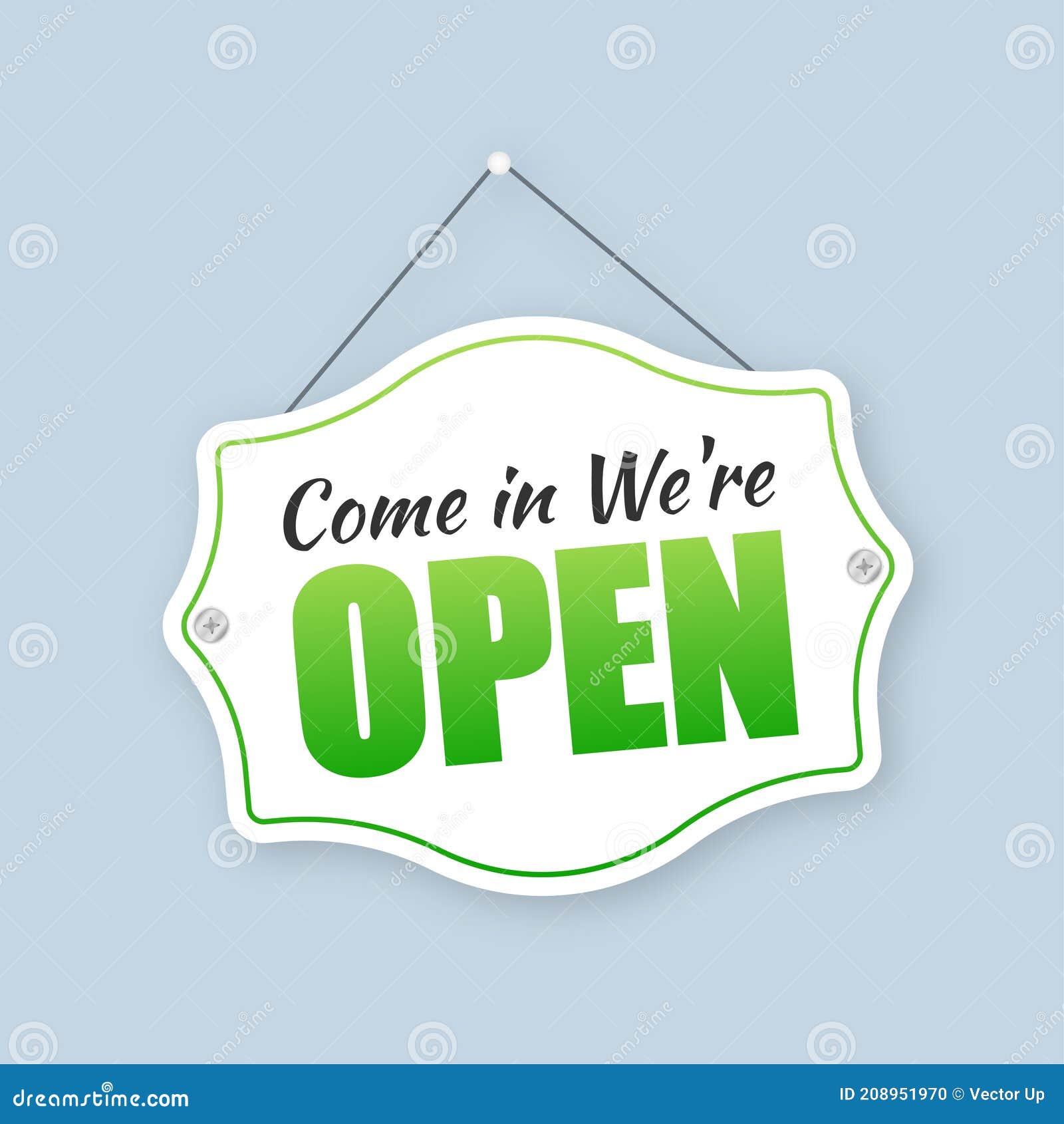 Open Door Sign. Door Sign. Label with Text in Flat Style. Stock Vector ...