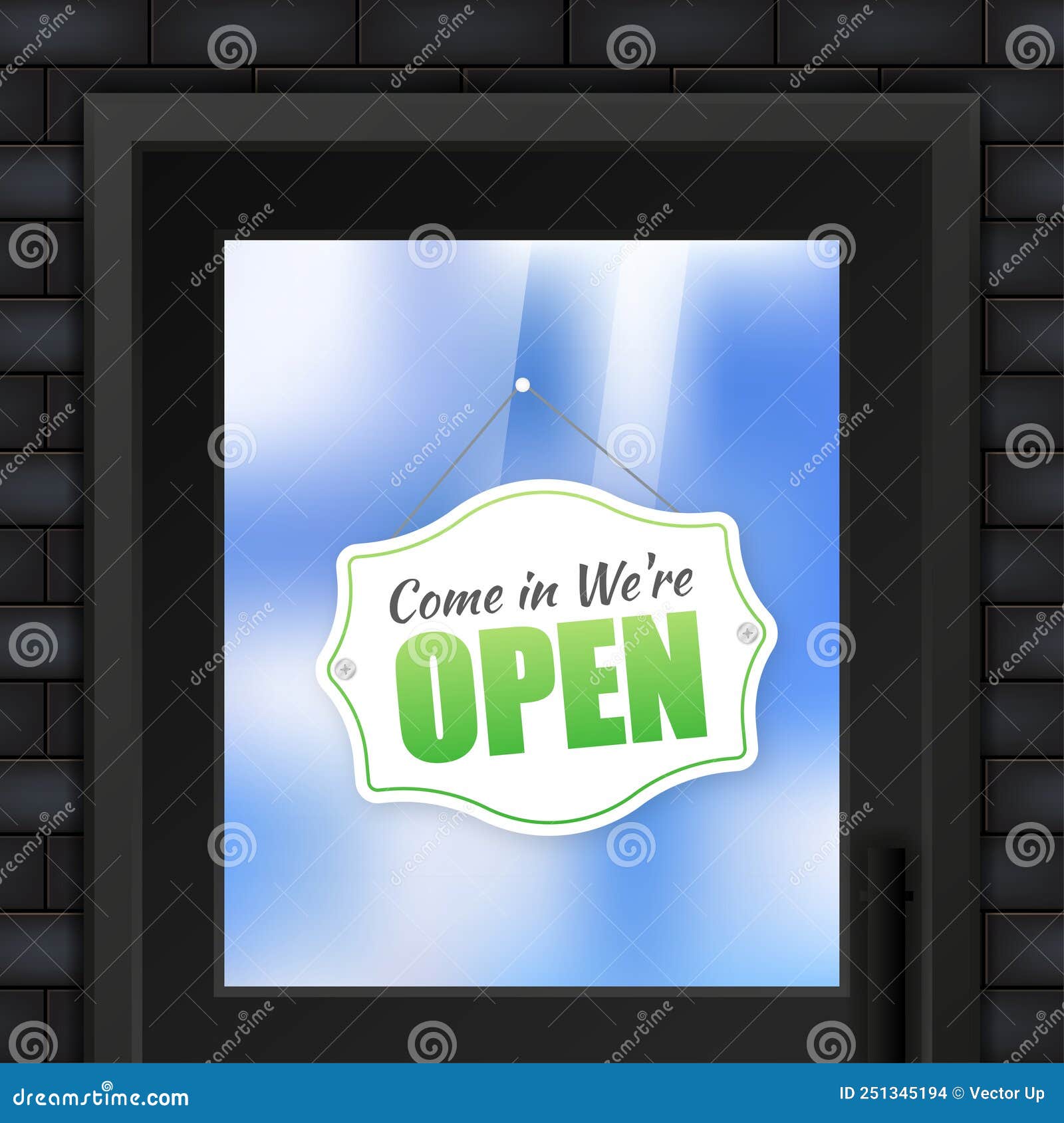 Open Door Sign. Door Sign. Label with Text in Flat Style. Stock Vector ...