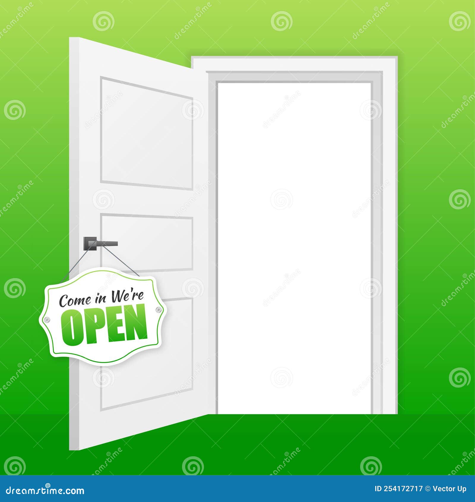Open Door Sign. Door Sign. Label with Text in Flat Style. Stock Vector ...