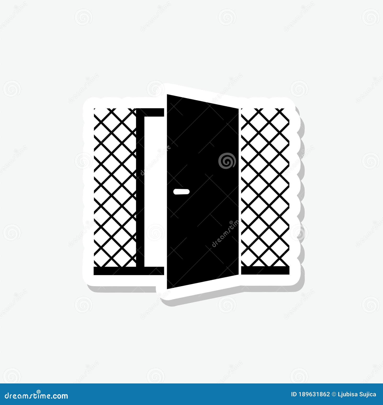 Open Door Sticker Isolated on Gray Background Stock Vector ...