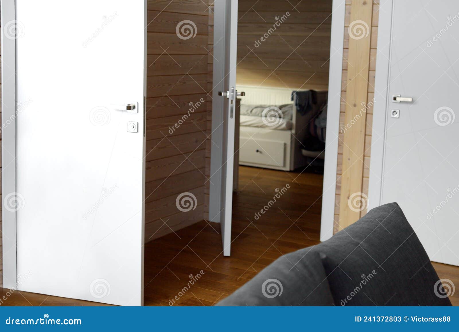 Open door to bedroom stock image. Image of bedroom, interior - 241372803