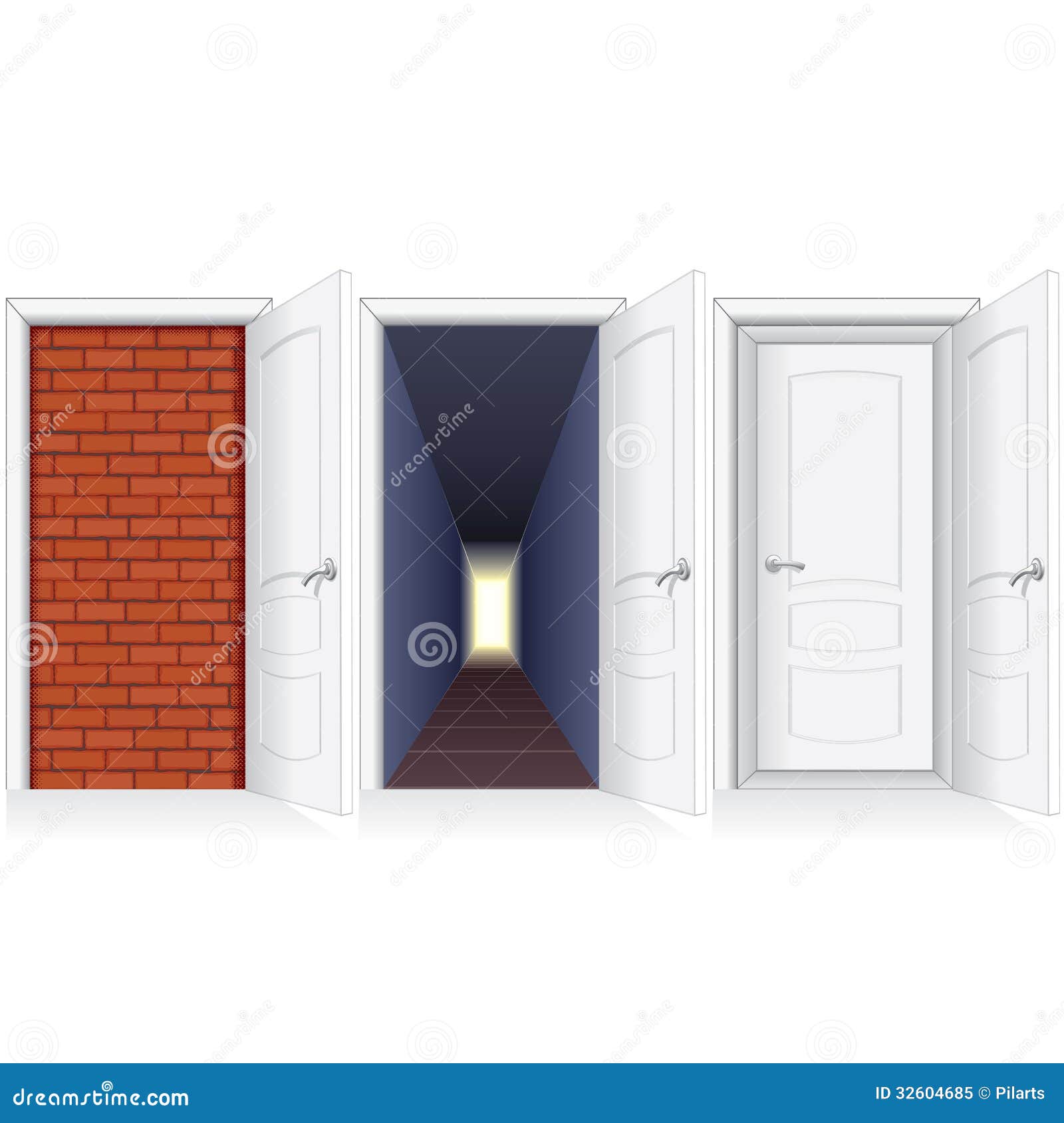 Open Door To Brickwall, Hallway and Second Door Stock Vector ...
