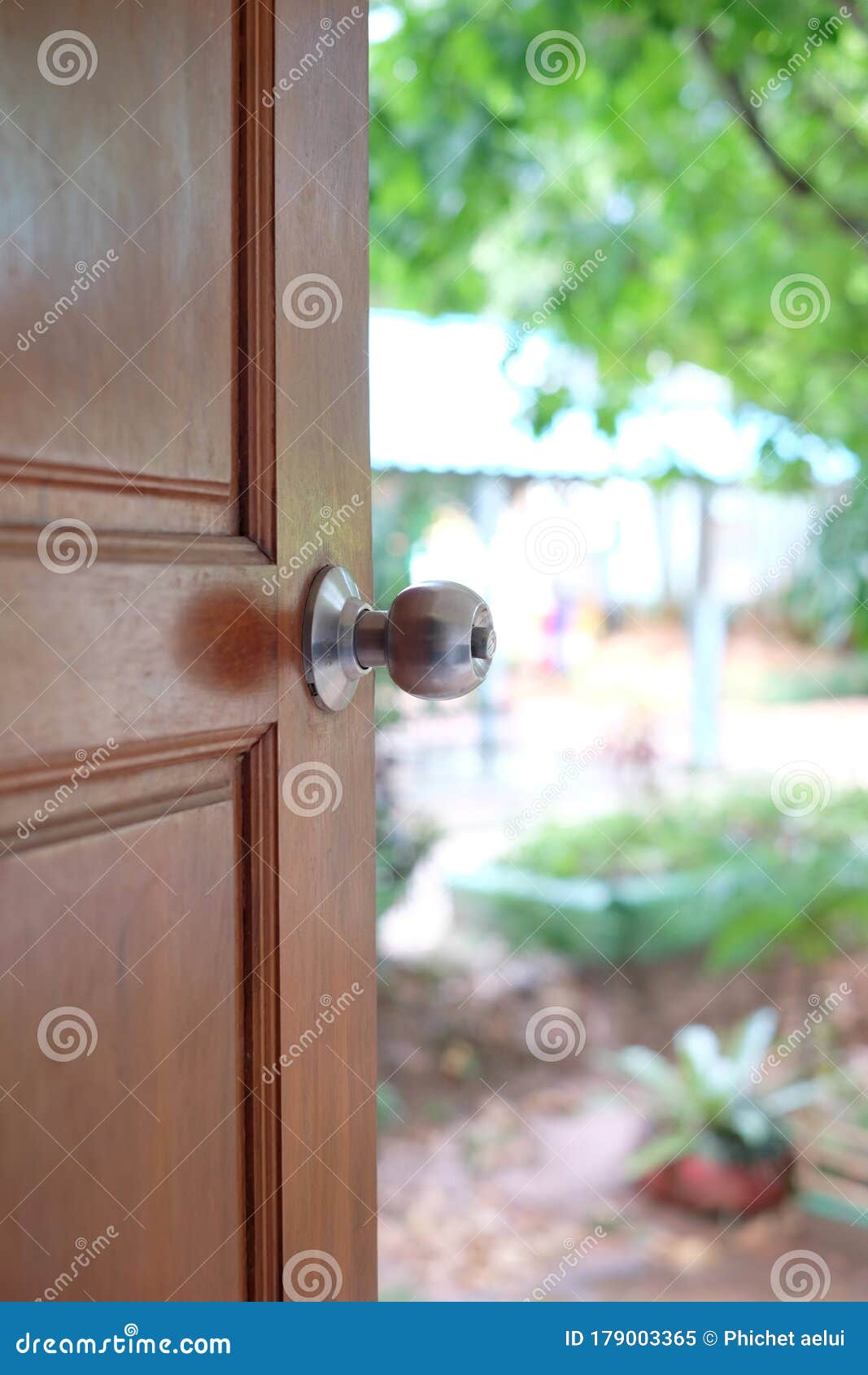 Open the Door To Nature Outside the House. Stock Image - Image of ...