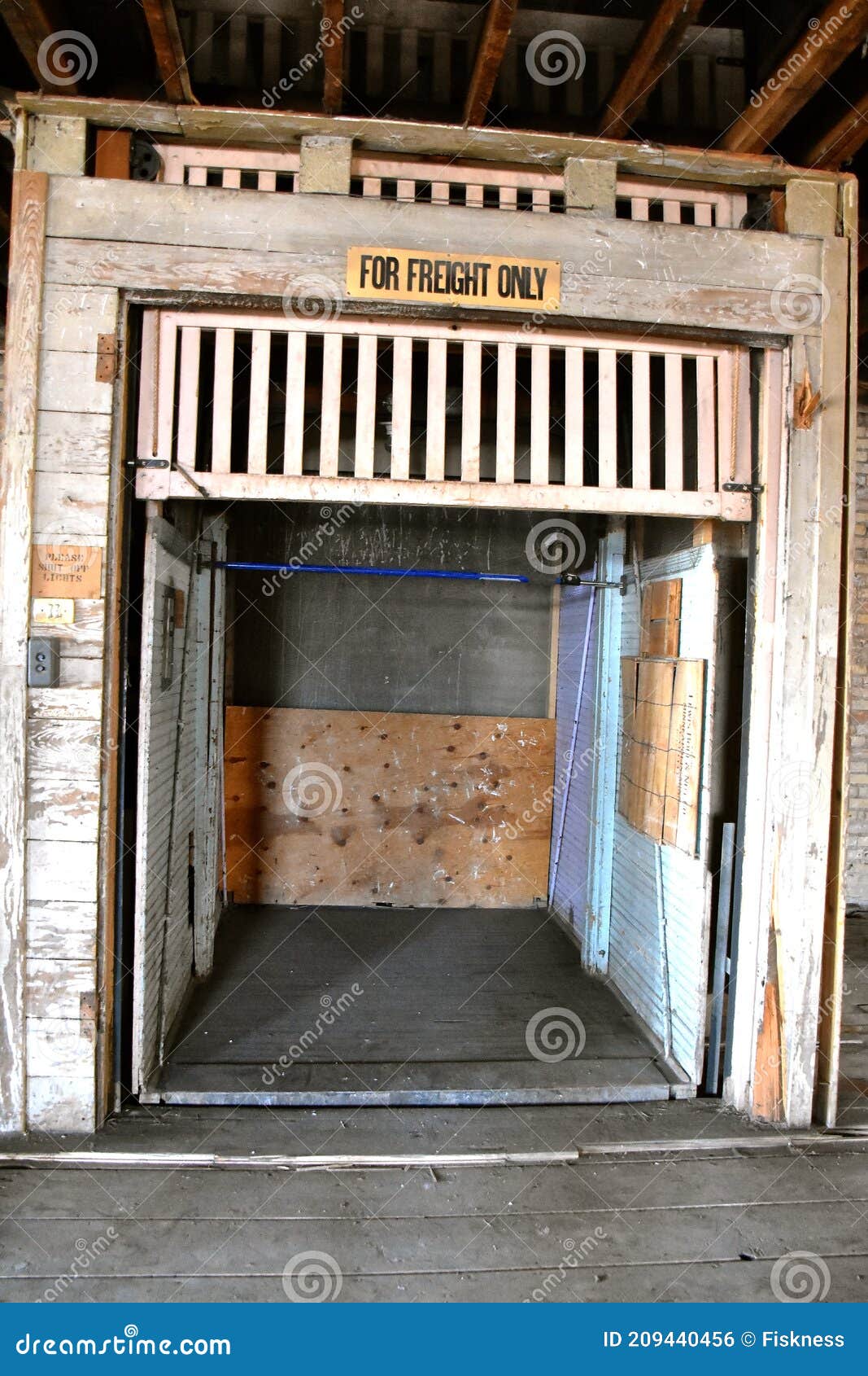 Open Door To an Old Freight Elevator Stock Photo - Image of mechanic ...