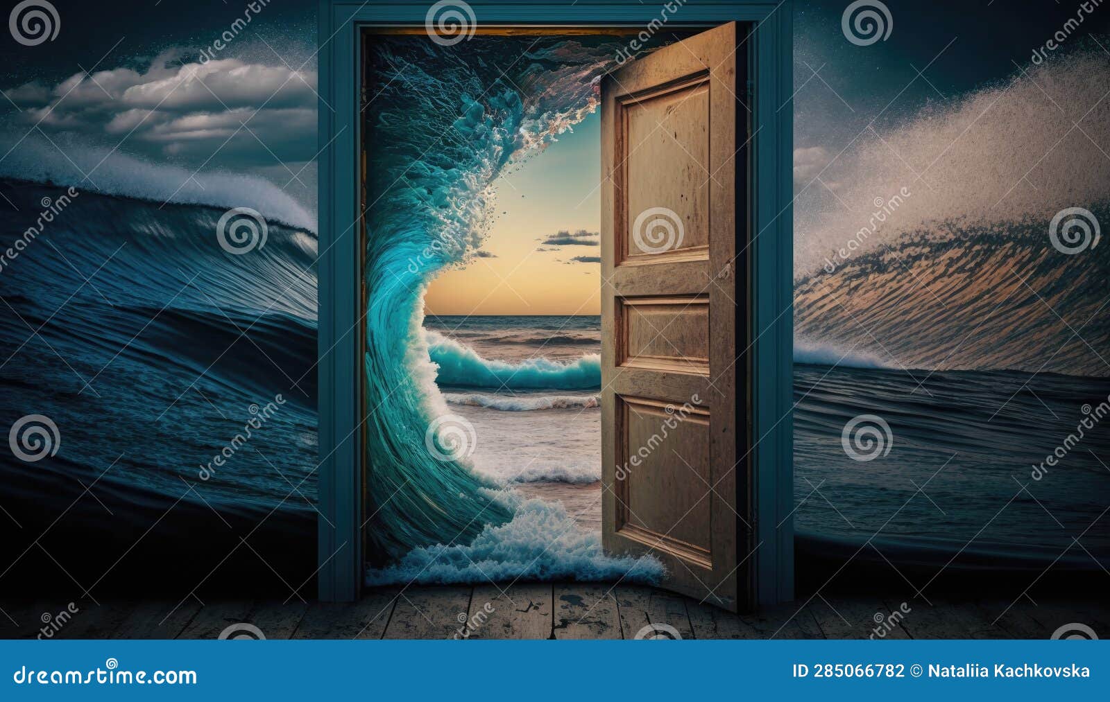 Open Door To the World of Dreams Stock Illustration - Illustration of ...