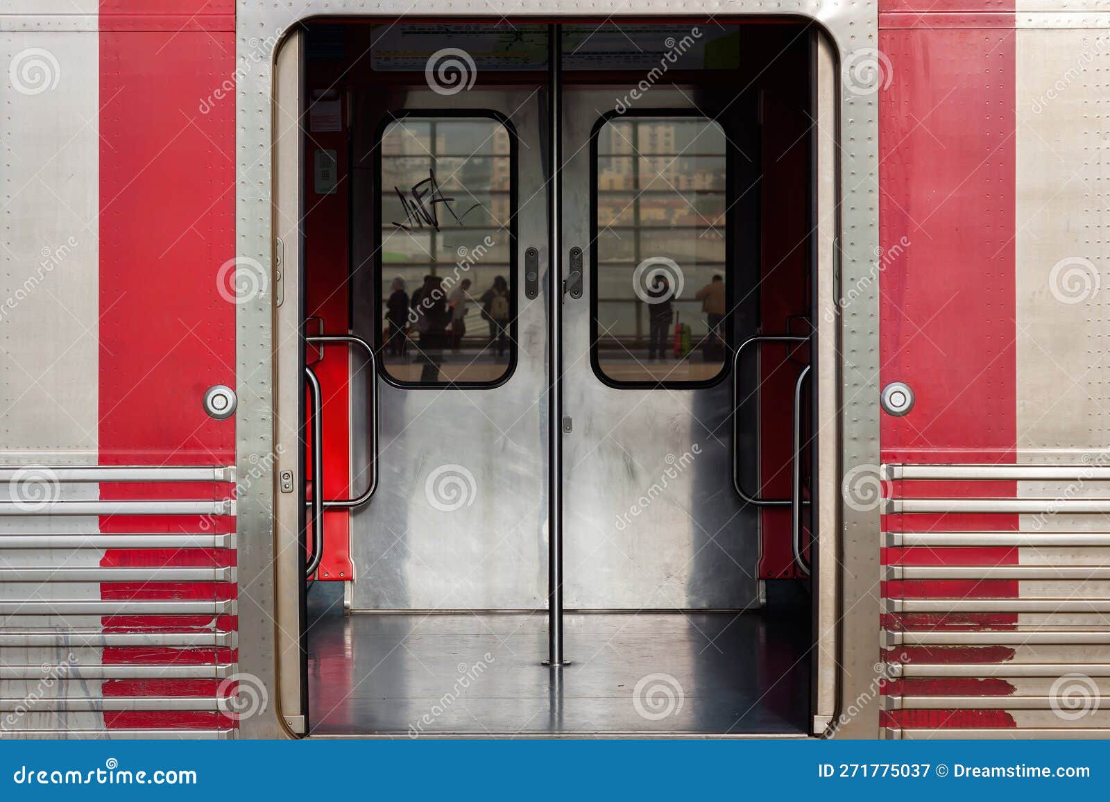 Open Door of a Train Compartment Stock Image - Image of wagon, public ...