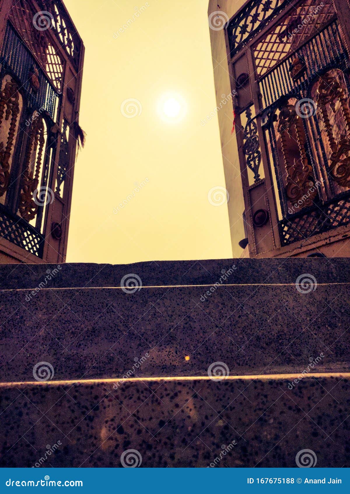 Open Door with View of Sky and Sun Stock Photo - Image of beautiful ...