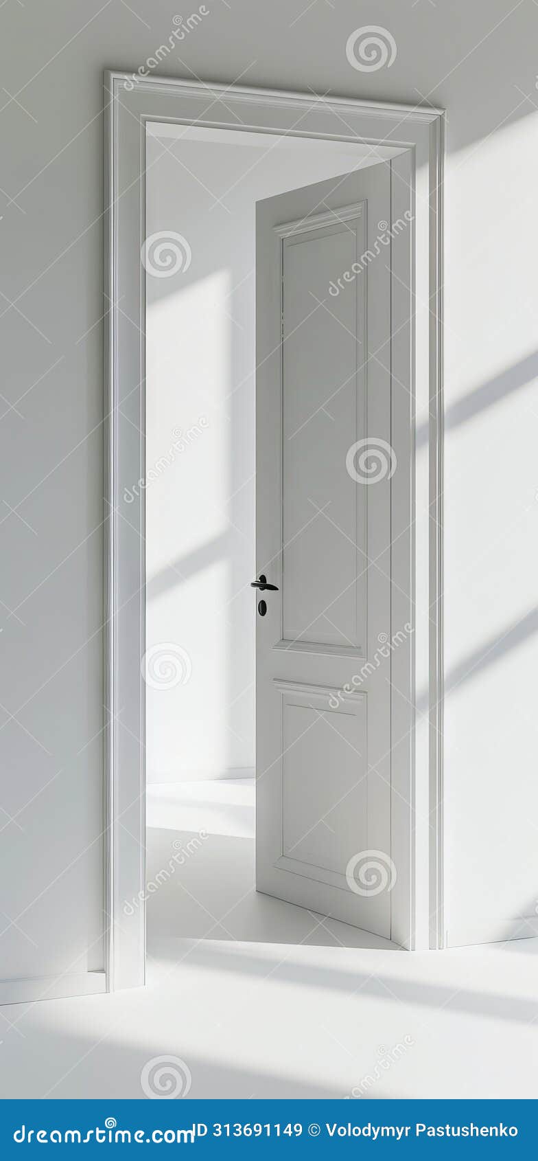 An Open Door in a White Room Stock Image - Image of handle, wall: 313691149