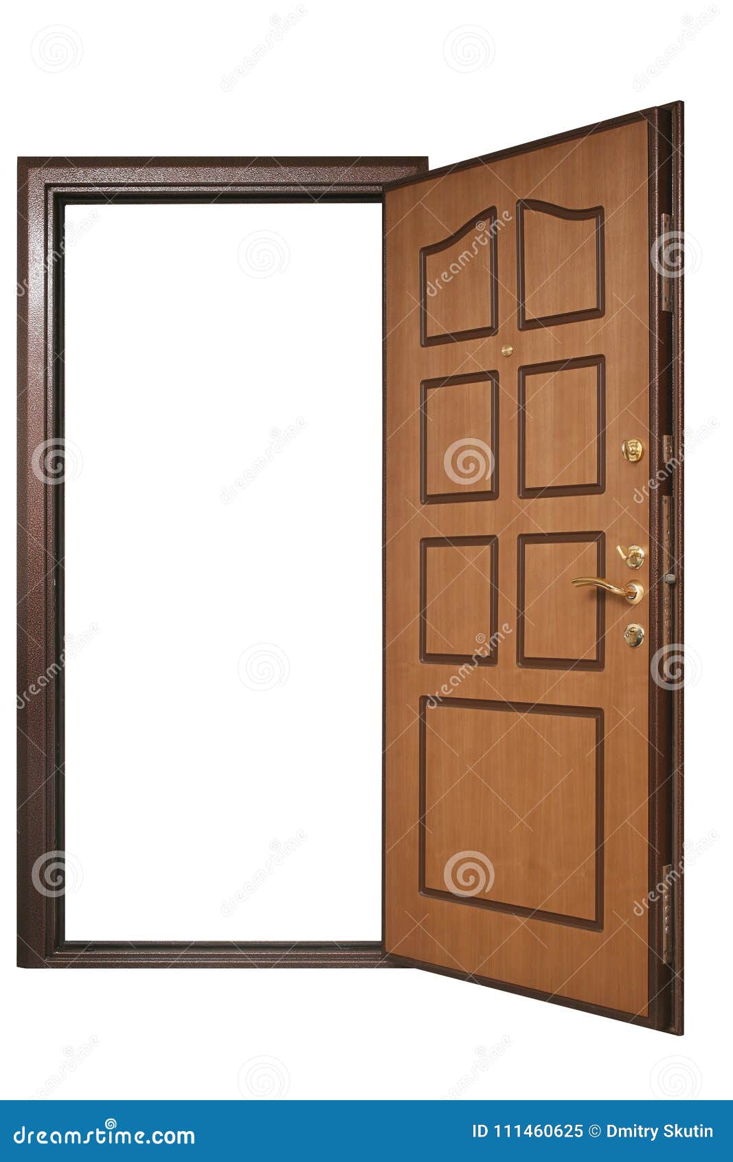 Open door with wood trim stock image. Image of clean - 111460625