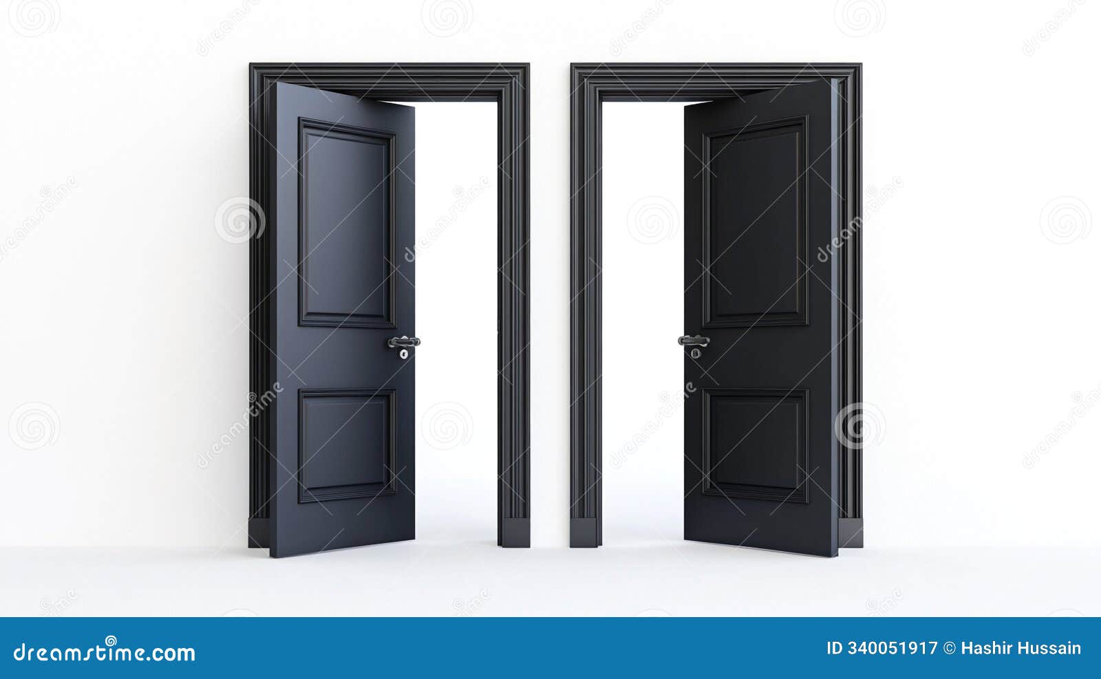 Open Doors Black Interior Doors Choice Opportunity Success Stock ...