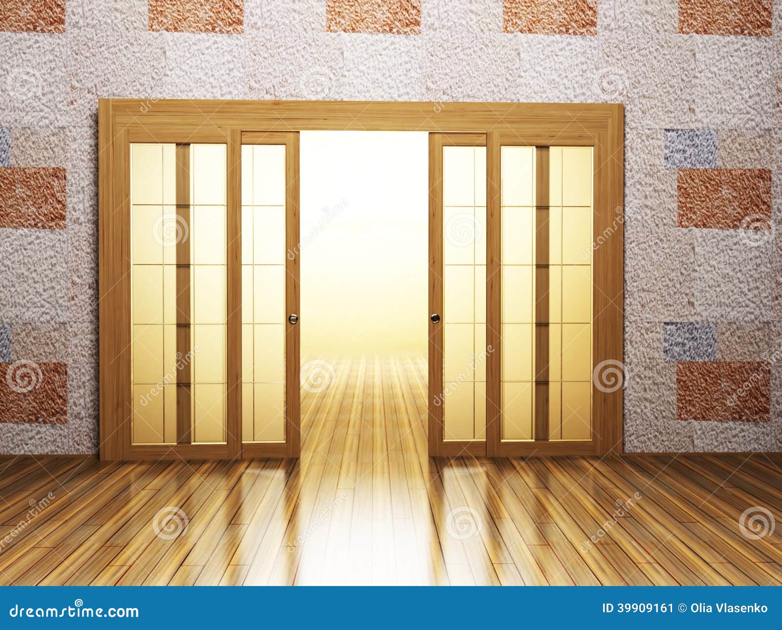 Open doors in the interior stock illustration. Illustration of ...