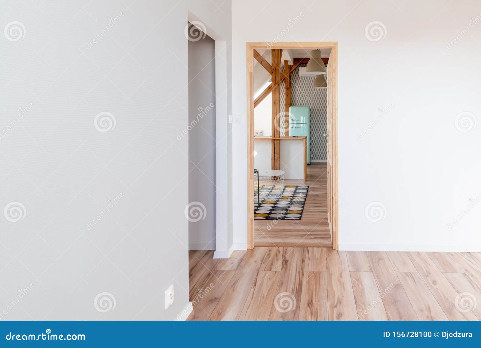 Open Doors To Living Room in Loft Apartment Stock Photo - Image of ...