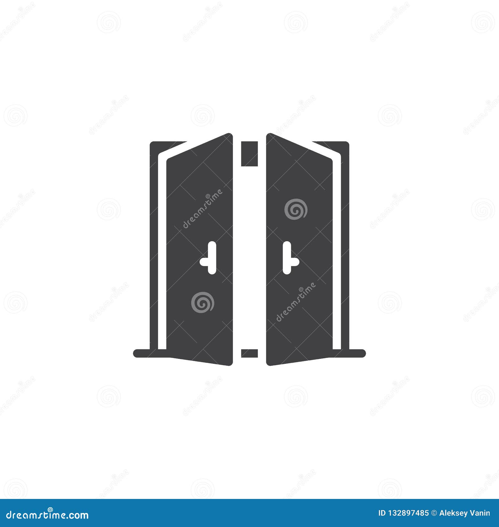 Open Double Door Vector Icon Stock Vector - Illustration of perfect ...