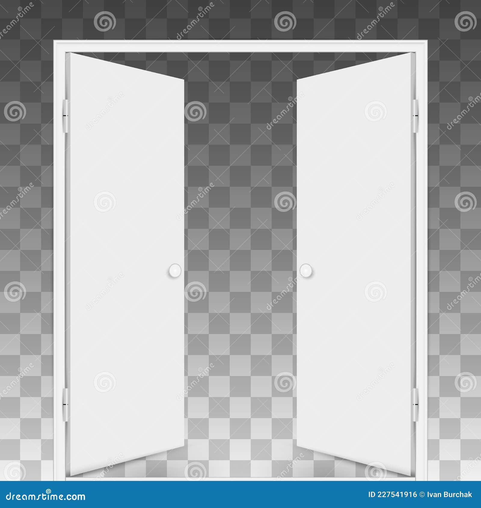 Open Double Doors Isolated on Checkered Transparent Background Stock ...