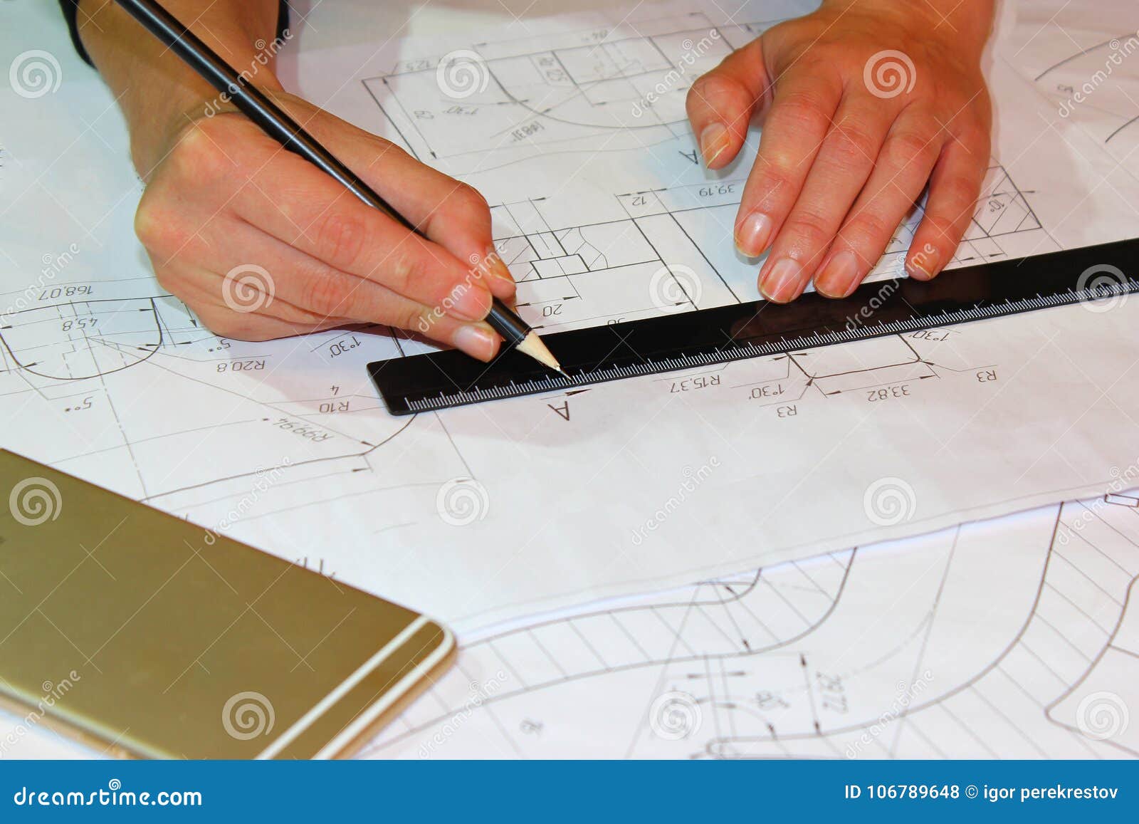 Open Drawings With A Pencil. Engineering And Design. Royalty-Free Stock ...