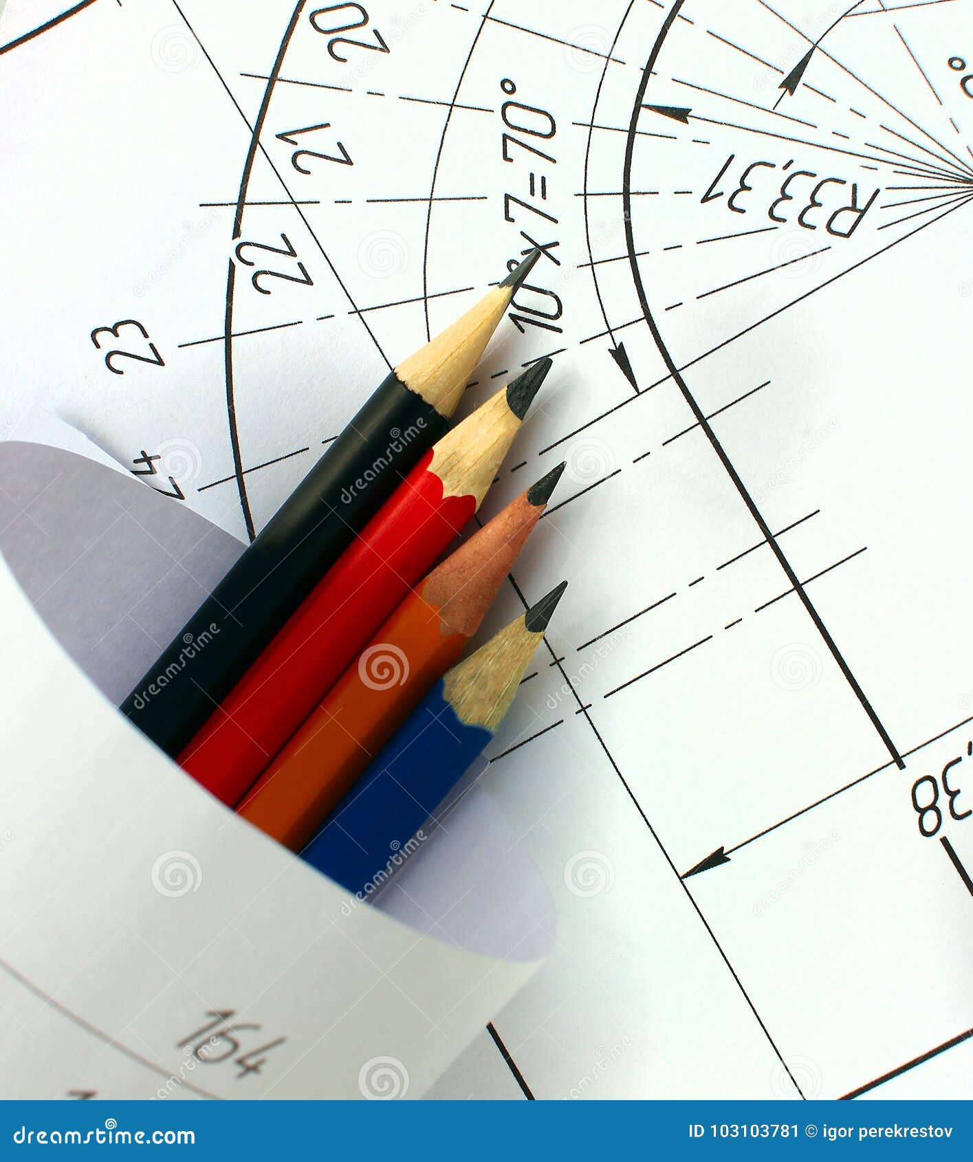 Open Drawings With A Pencil. Engineering And Design. Royalty-Free Stock ...