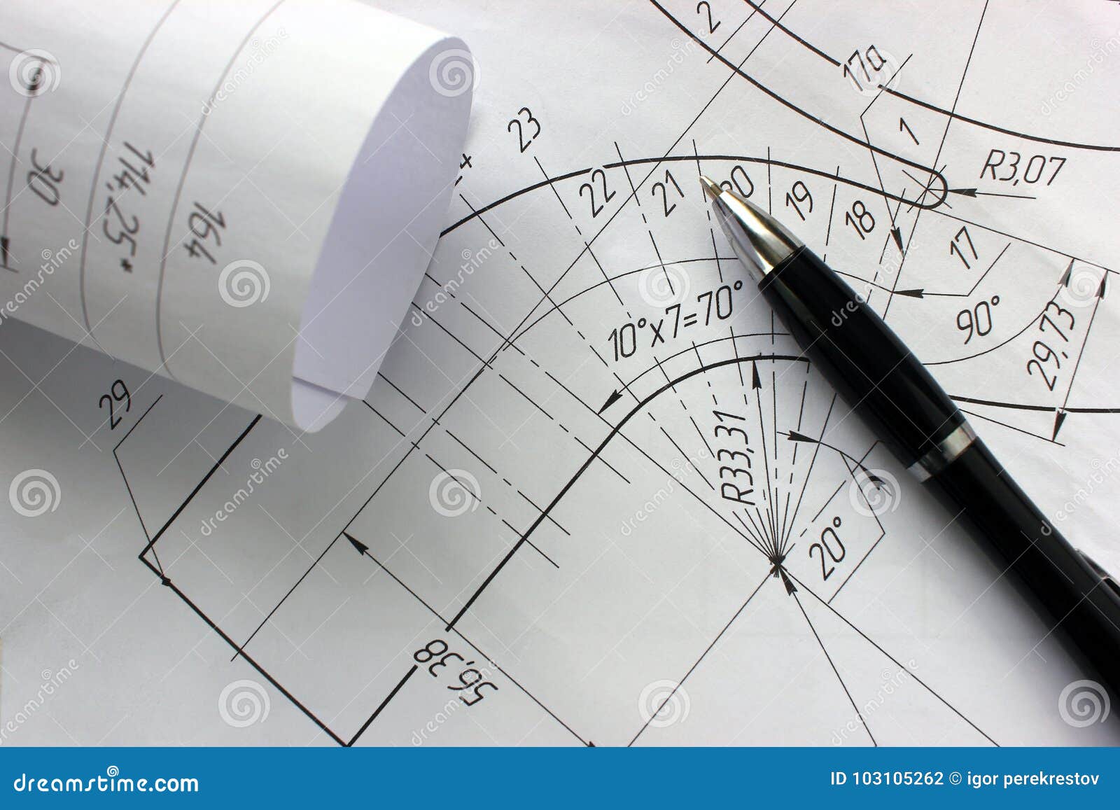 Open Drawings with a Pencil. Engineering and Design Stock Photo - Image ...