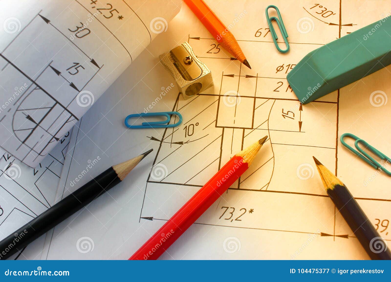 Open Drawings with a Pencil. Engineering and Design Stock Image - Image ... Open Drawings with a Pencil. Engineering and Design Stock Image - Image ...