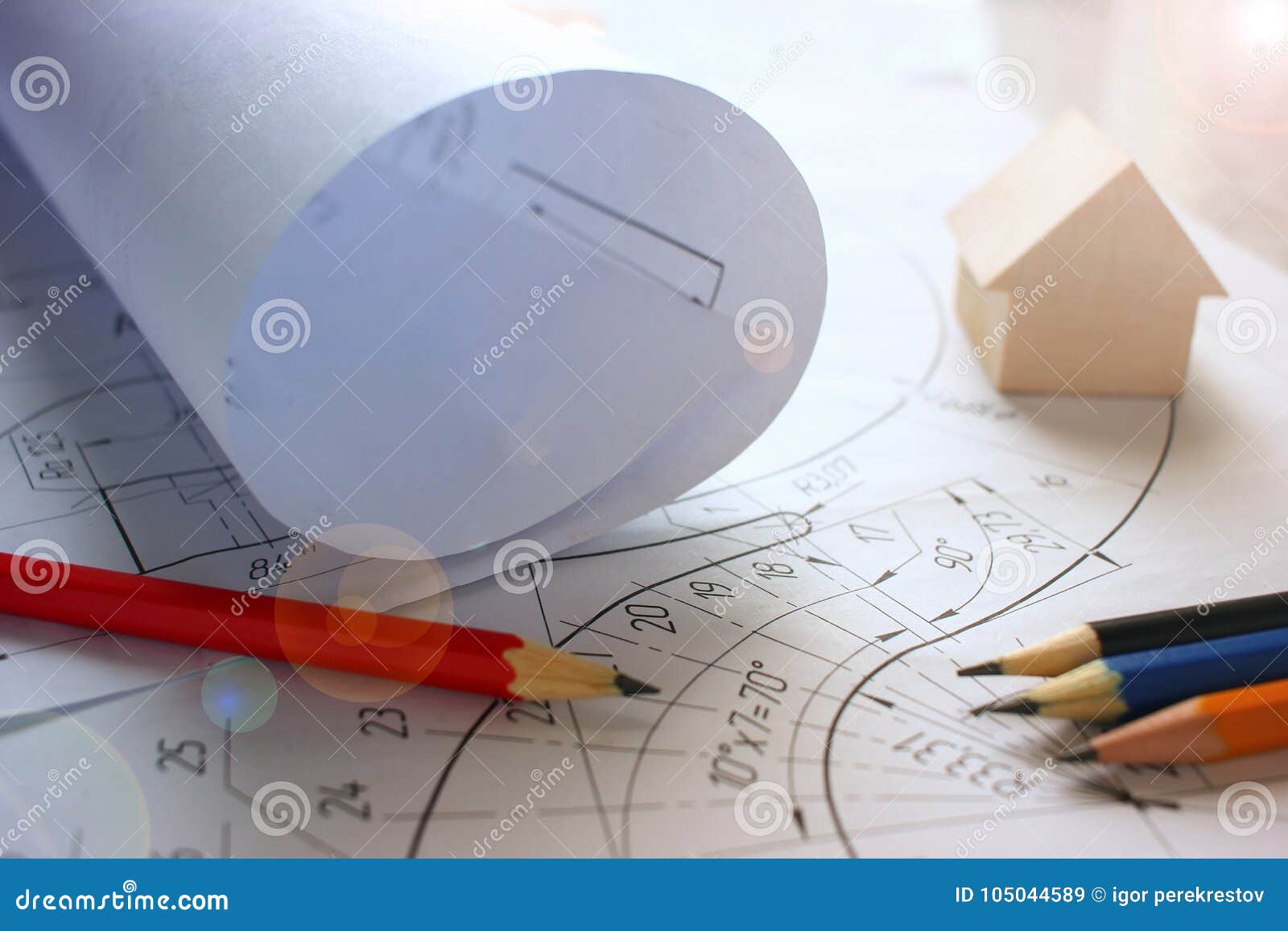 Open Drawings with a Pencil. Engineering and Design Stock Image - Image ...