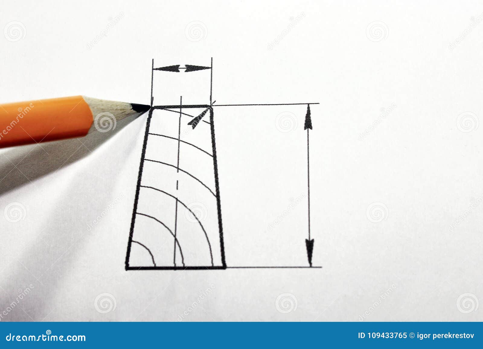 Open Drawings with a Pencil. Engineering and Design Stock Image - Image ...