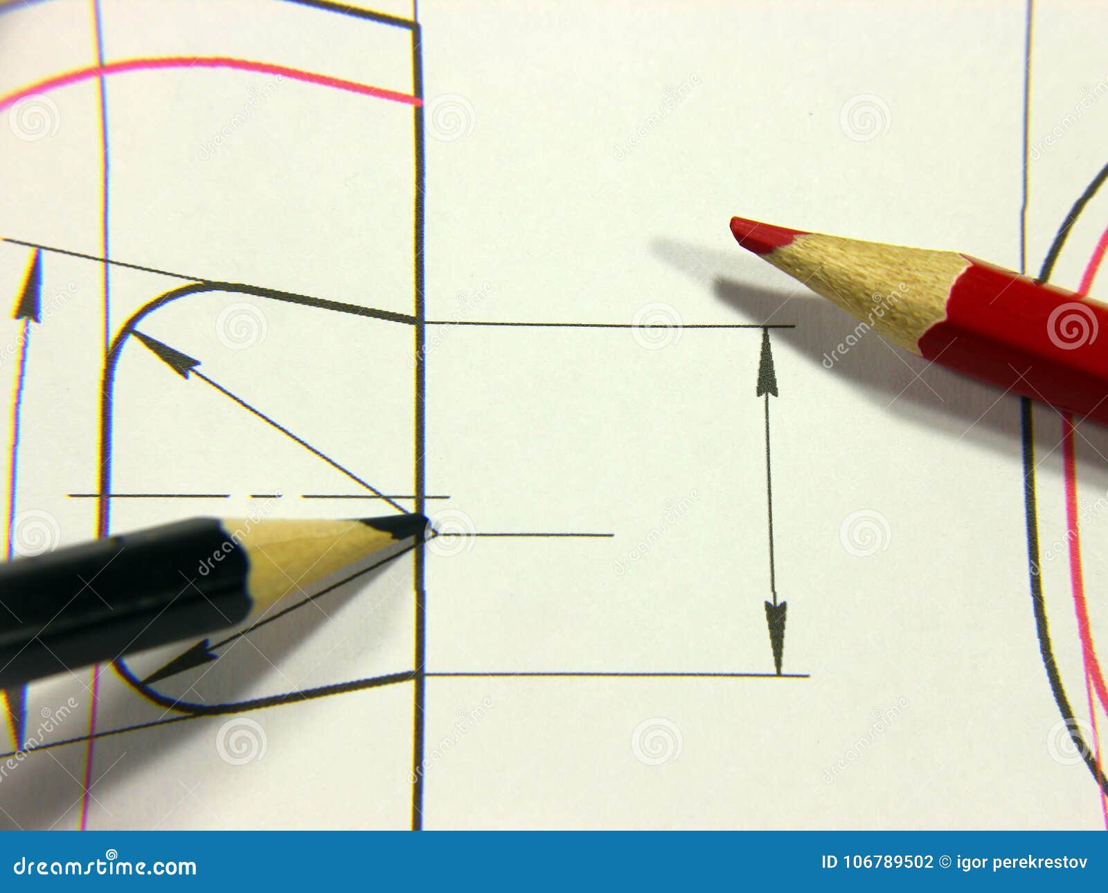 Open Drawings with a Pencil. Engineering and Design Stock Photo - Image ...