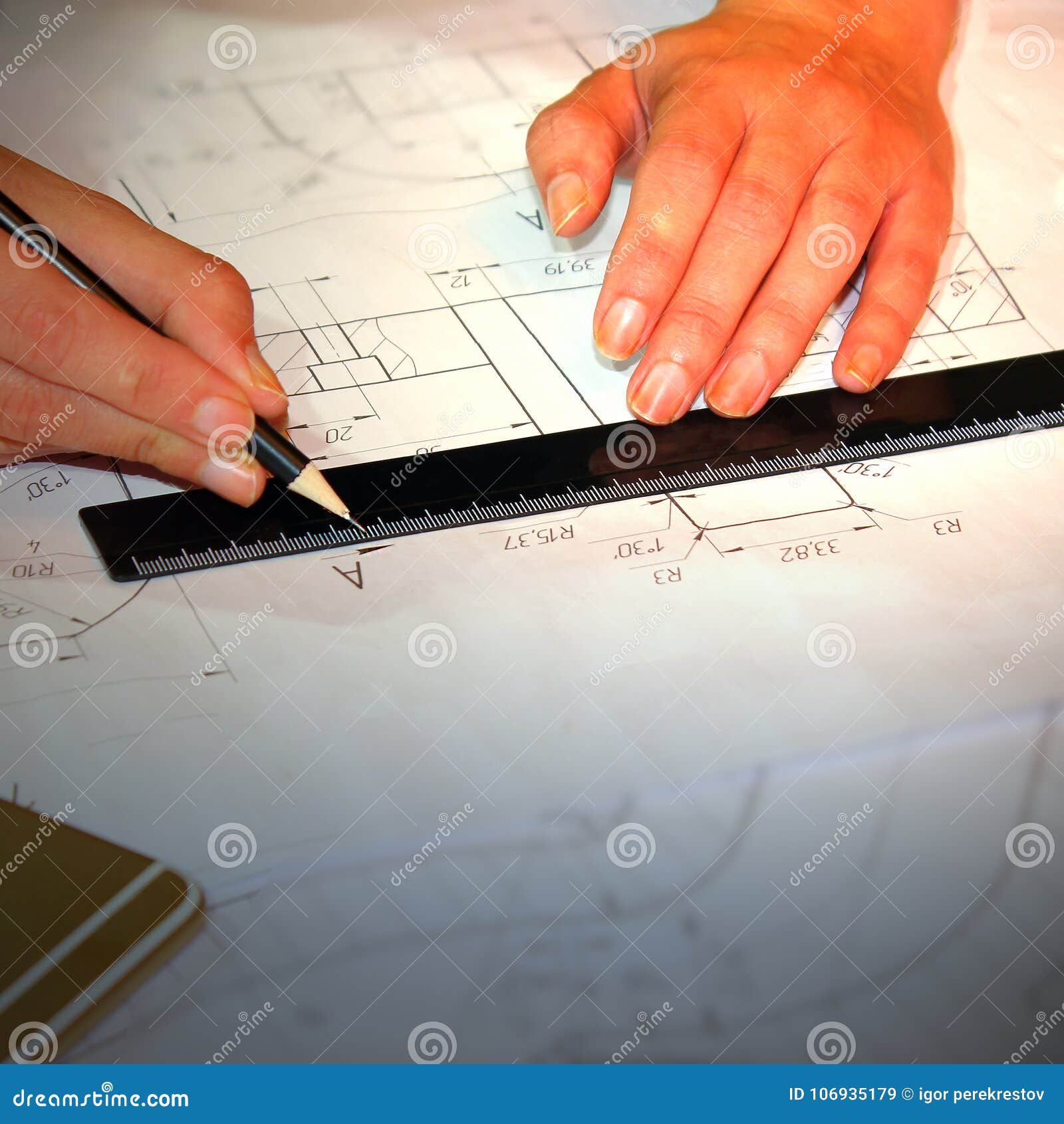 Open Drawings with a Pencil. Engineering and Design Stock Image - Image ... Open Drawings with a Pencil. Engineering and Design Stock Image - Image ...