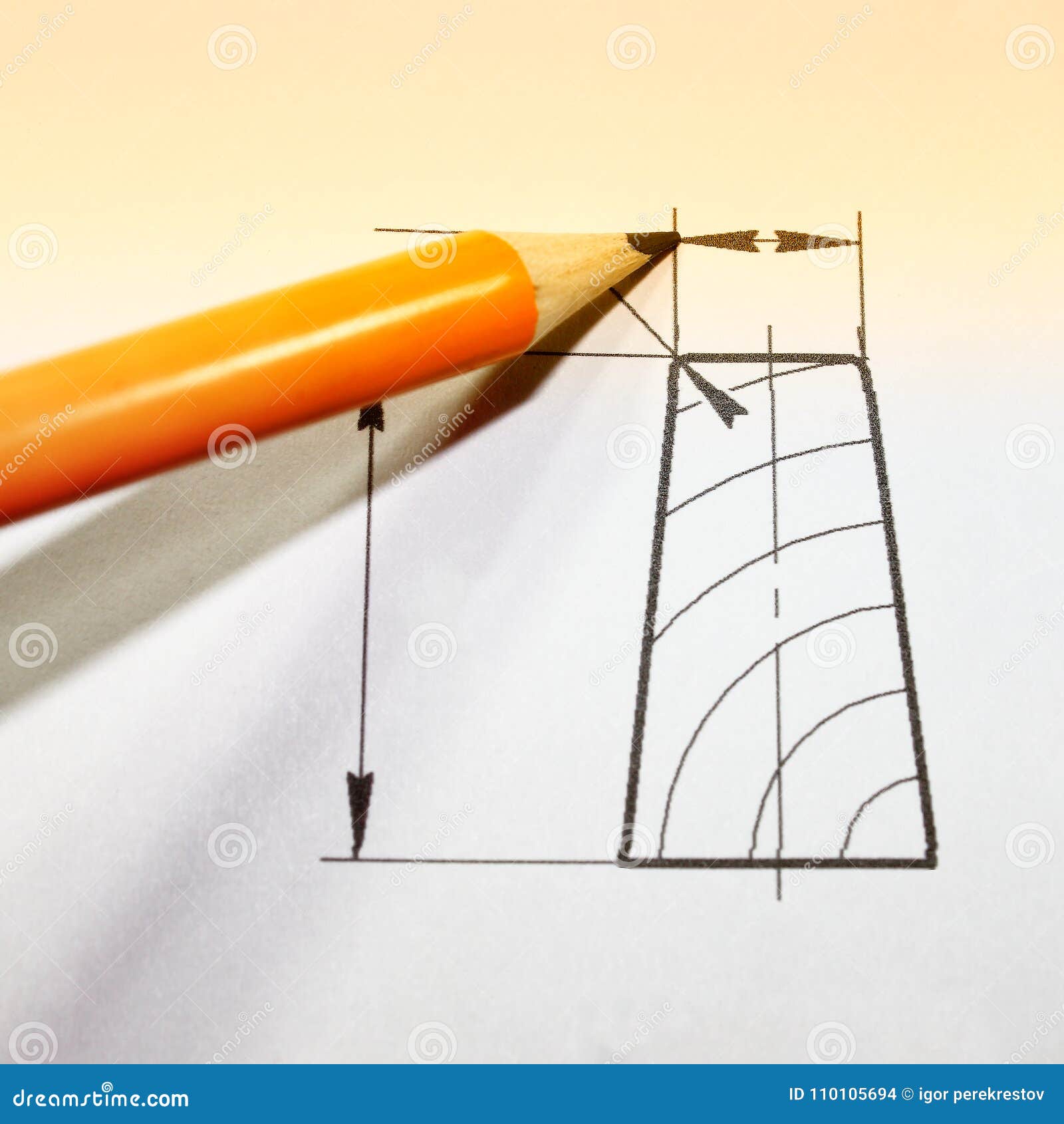 Open Drawings with a Pencil. Engineering and Design Stock Photo - Image ...