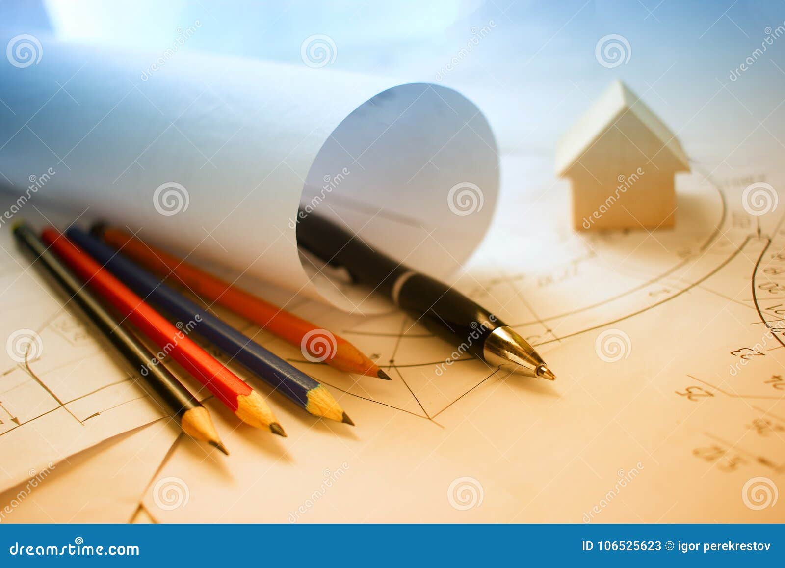 Open Drawings With A Pencil. Engineering And Design. Royalty-Free Stock ...