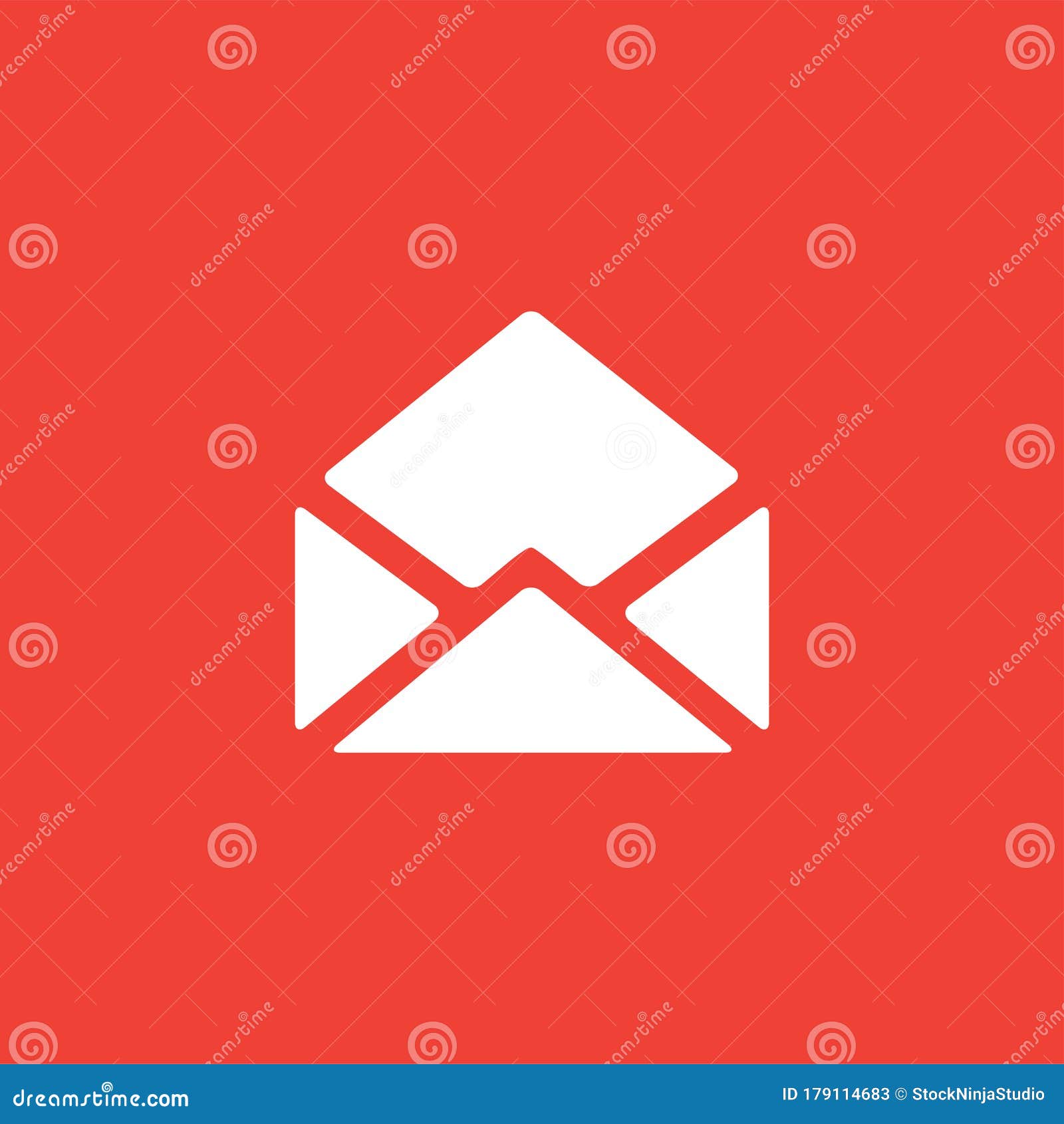 Open E-mail Icon on Red Background. Red Flat Style Vector Illustration ...