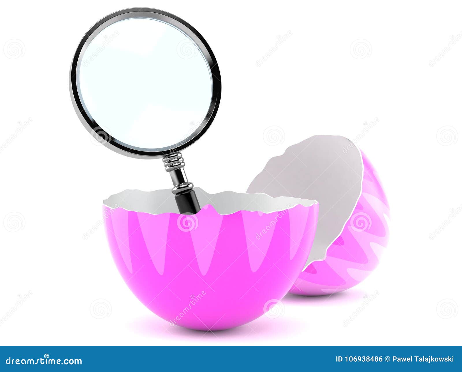 Open Easter Egg with Magnifying Glass Stock Illustration - Illustration ...