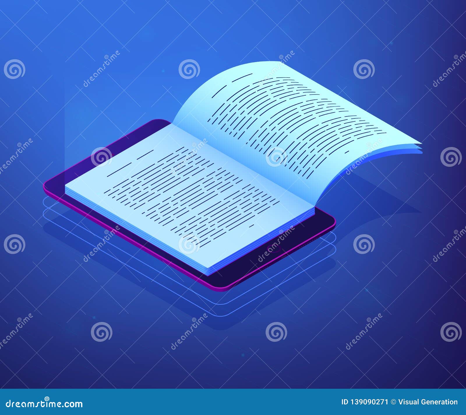 Digital Reading Isometric 3D Concept Illustration. Stock Vector ...