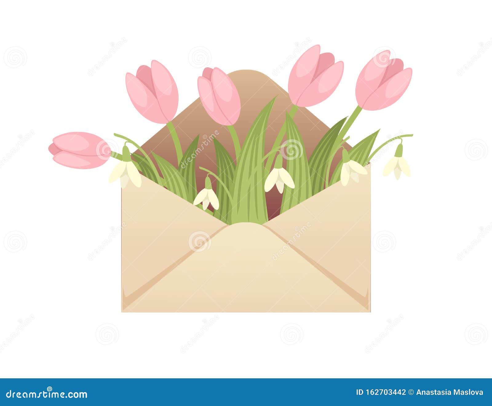 Open Eco Friendly Paper Envelope with Spring Flowers Creative Design ...