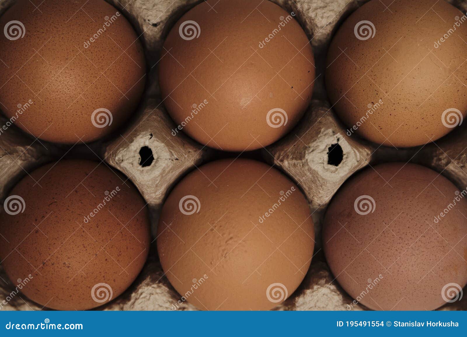 Open Egg Box with Six Brown Eggs. Fresh Organic Chicken Eggs in Carton ...