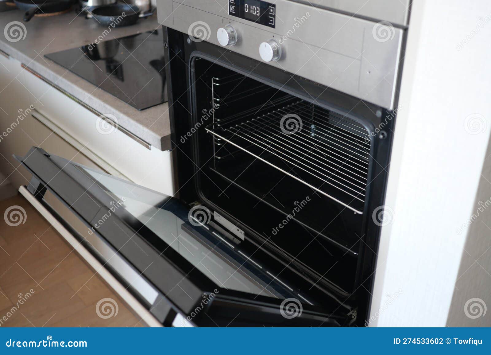 Open electric oven at home stock photo. Image of prepare - 274533602