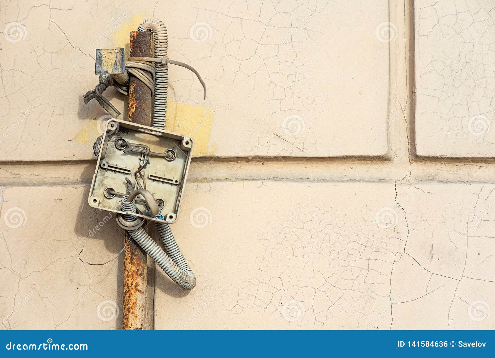 Open Electrical Box with Wires and Corrugated Wire Stock Photo - Image ...