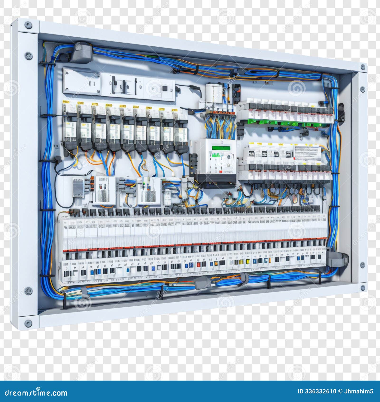 Electrical Panel with Circuit Breakers and Wiring Stock Illustration ...