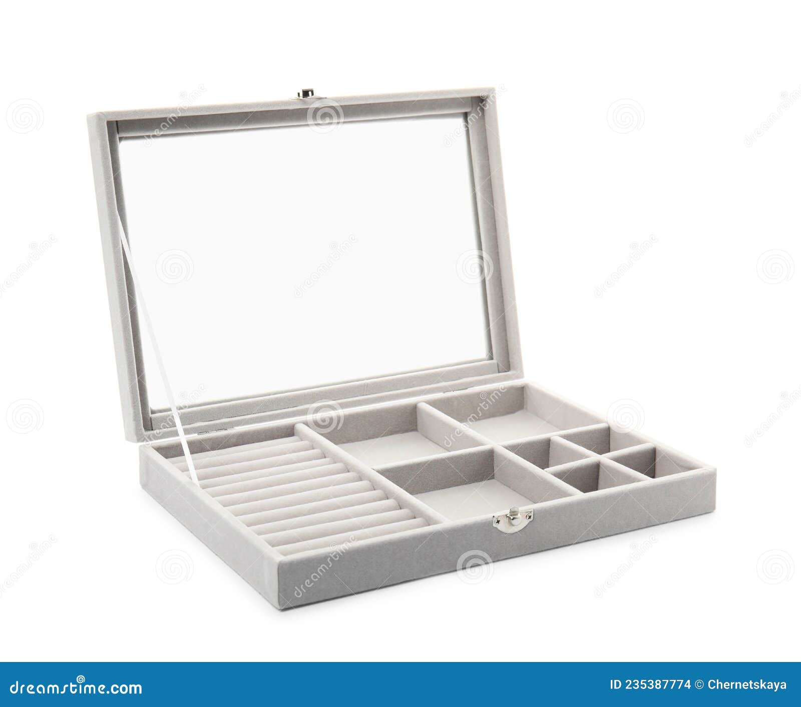 Open Elegant Jewelry Box Isolated on White Stock Photo - Image of ...